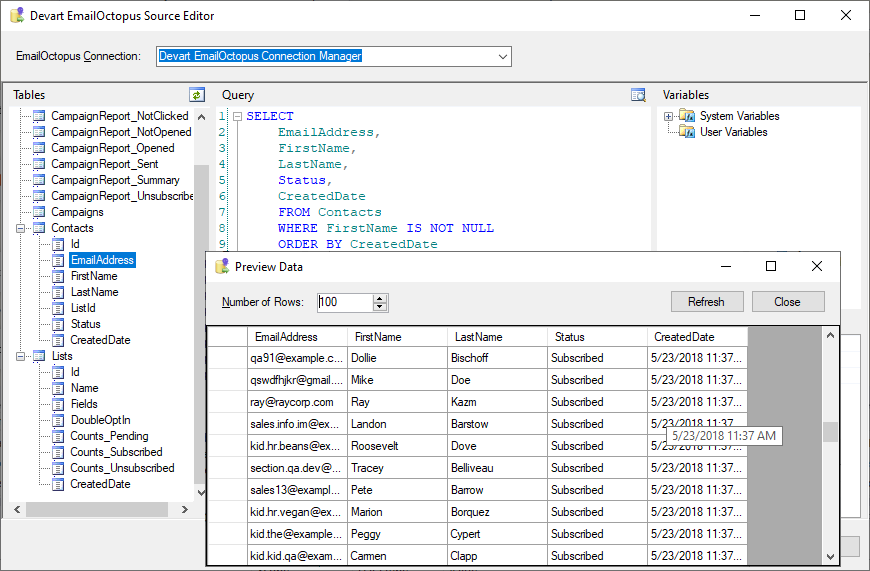 Devart SSIS Data Flow Components for EmailOctopus - Visual Studio ...